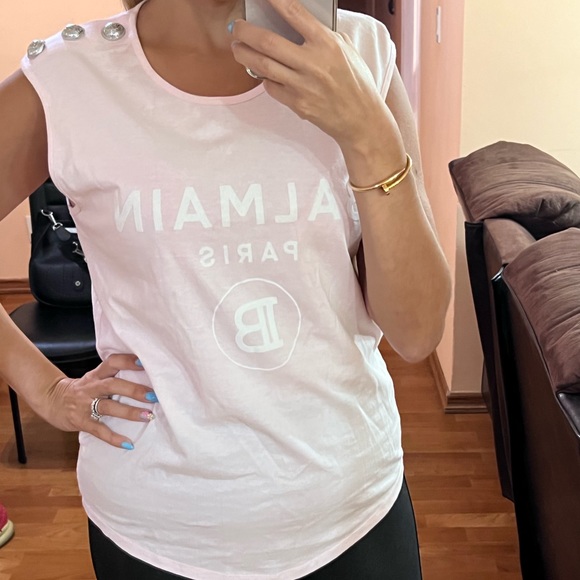 Balmain | Tops | Balmain Large Pink Tee Authentic Sz | Poshmark